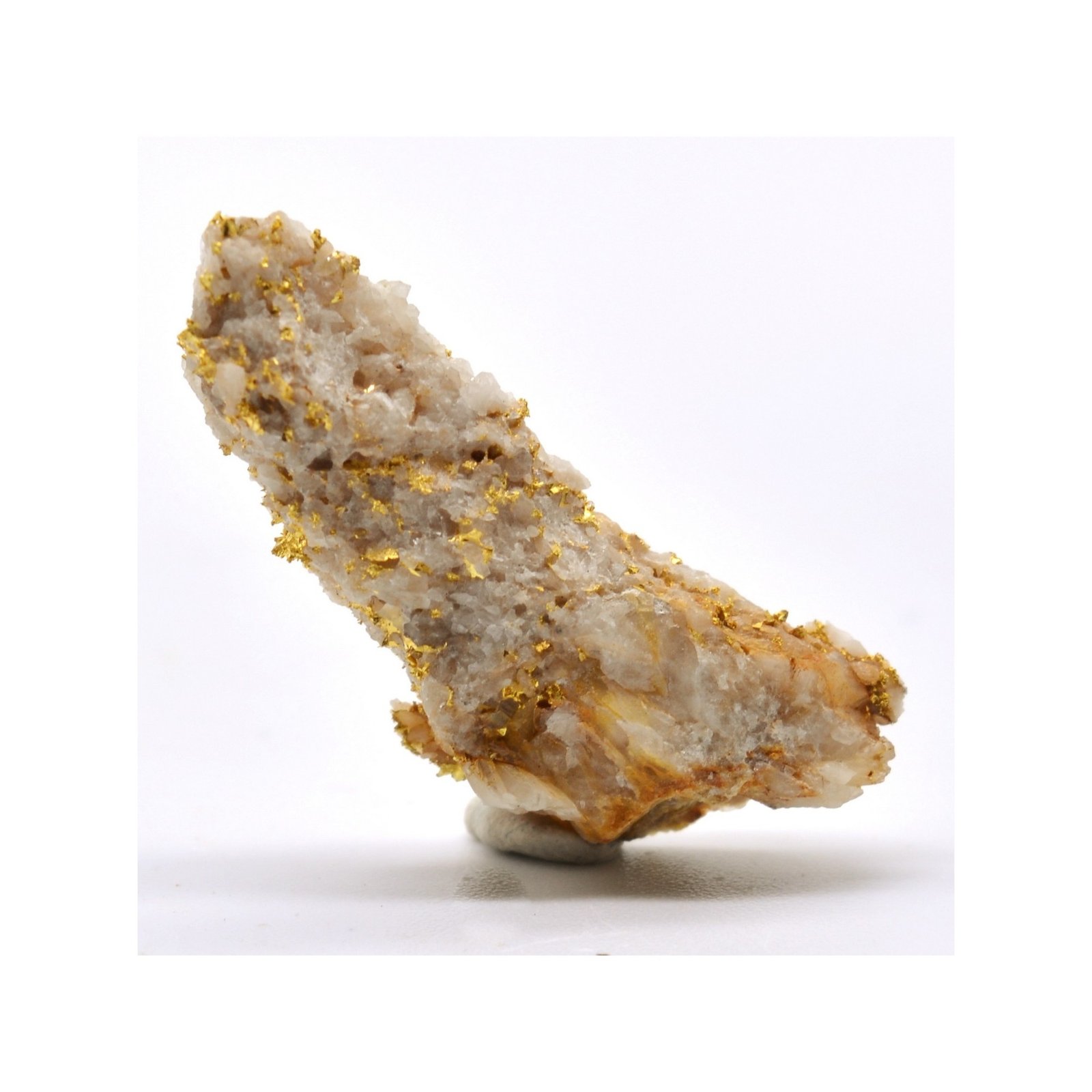 Or natif cristallisé sur quartz - Morbihan, France